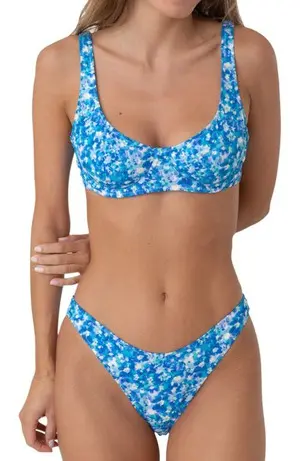 BRIGHT SWIMWEAR Capri Bikini Bottom - Aqua Floral