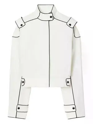 Tory Burch Contrast-stitch Cropped Jacket - White