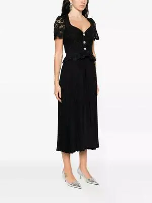 NISSA Lace Panels Maxi Dress - Black