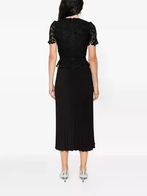 NISSA Lace Panels Maxi Dress - Black