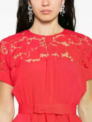 NISSA Lace-paneled Midi Dress