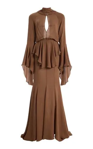 HARITHAND Hutton Ruffled Silk-georgette Maxi Dress
