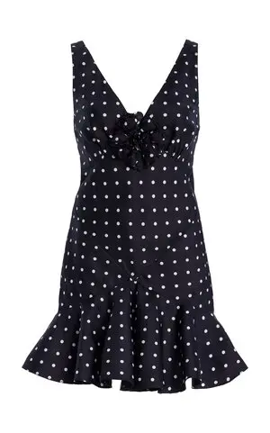 RODARTE Flower-detailed Polka-dot Mini Dress - Black
