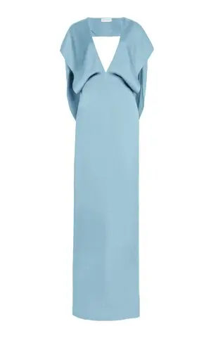 Stella McCartney Satin V-neck Gown - Blue