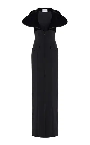 HARITHAND Capucine Velour-trimmed Gown