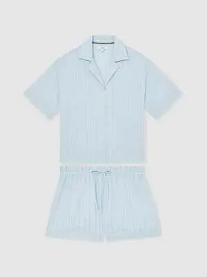 REISS Molly Cotton Pointelle Shirt And Shorts Set
