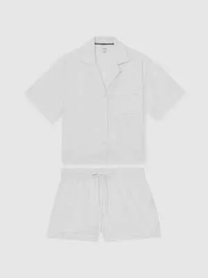 REISS Molly Cotton Pointelle Shirt And Shorts Set