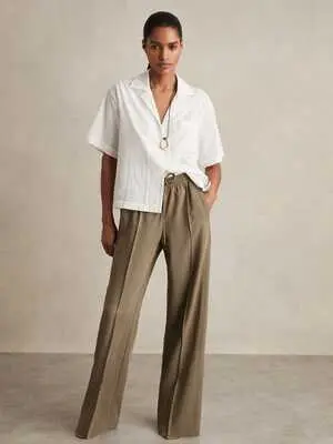 REISS Molly Cotton Pointelle Shirt And Shorts Set