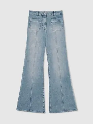 REISS Sakura Patch-pocket Flared Jeans - Light Blue
