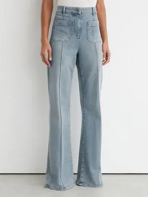REISS Sakura Patch-pocket Flared Jeans - Light Blue