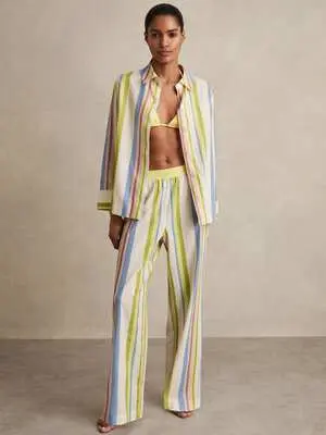 REISS Evie Linen-blend Striped Shirt