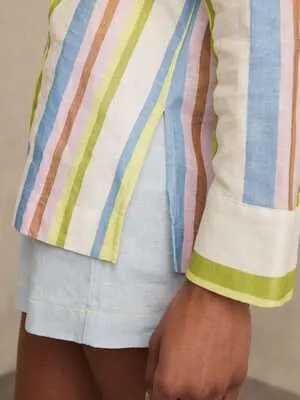 REISS Evie Linen-blend Striped Shirt