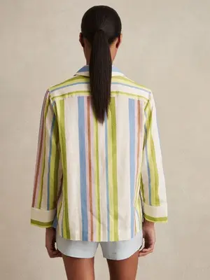 REISS Evie Linen-blend Striped Shirt