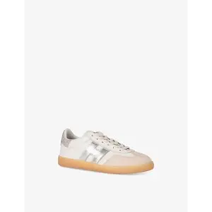 Hogan Leather And Suede Low-top Trainers - Silver Com