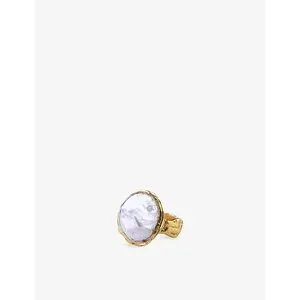 LA MAISON COUTURE Ece London The Aphrodite Baroque 22ct Vermeil Zircon And Pearl Ring - Yellow Gold