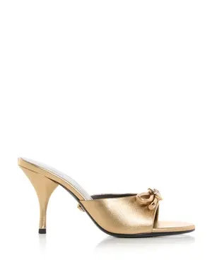 Versace Opera Bow 85mm Patent Mules - Mekong Gold-versace Gold