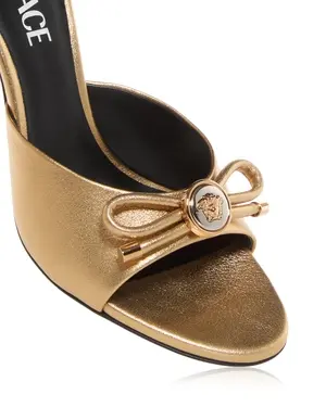 Versace Opera Bow 85mm Patent Mules - Mekong Gold-versace Gold