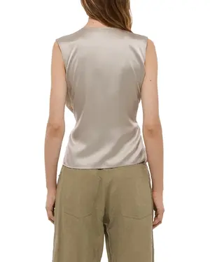 Helmut Lang Silk Scarf Drape Top - Green Tea