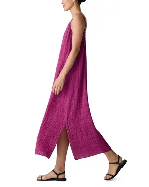 Eileen Fisher Linen Plaid Square Neck Dress In Sangria - 70% Off |  Editorialist