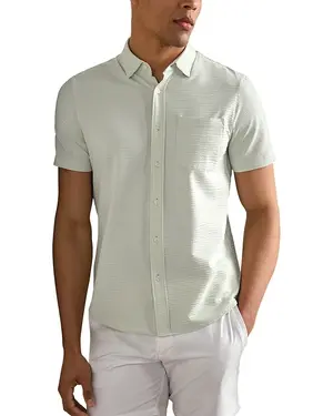 RHONE Commuter Seersucker Regular Fit Short Sleeve Shirt - Cool Mint
