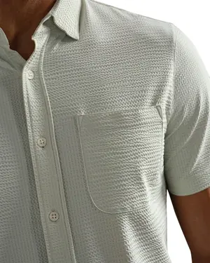 RHONE Commuter Seersucker Regular Fit Short Sleeve Shirt - Cool Mint