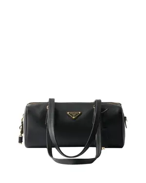 Prada Medium Leather Top-handle Bag With Padlock - Black