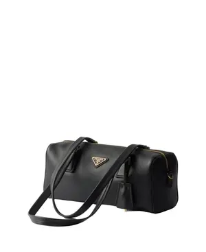 Prada Medium Leather Top-handle Bag With Padlock - Black