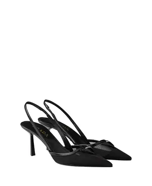 Prada Mesh Slingback Pumps - Black