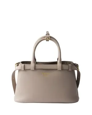 Prada Small Leather Handbag With Double Belt - Grey