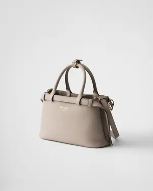 Prada Small Leather Handbag With Double Belt - Grey