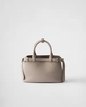 Prada Small Leather Handbag With Double Belt - Grey