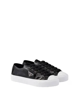 Prada Naplak Patent Leather Sneakers - Black
