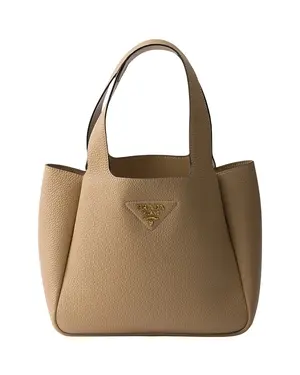 Prada Small Leather Tote Bag - Neutral