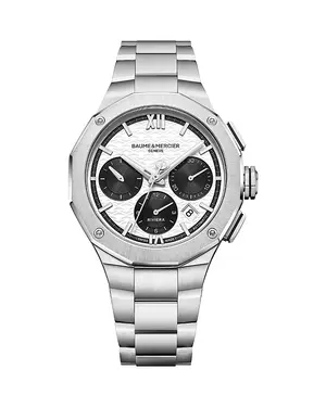 Baume & Mercier Riviera Chronograph Watch - White/silver
