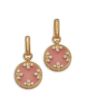 Roberto Coin 18k Yellow Gold Diamond And Pink Opal Earrings - Pink/gold