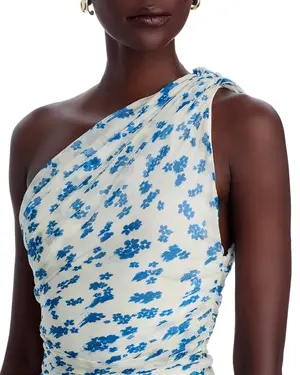 Victoria Beckham One Shoulder Draped Midi Dress
