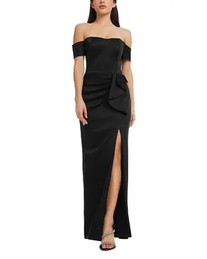 Off-the-shoulder Black Evening Gowns