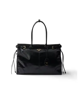 Prada Extra Large Convertible Leather Shoulder Bag - Black