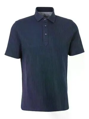 Brunello Cucinelli Ribbed-knit Polo Shirt - Blue