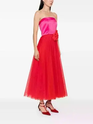 PARLOR Floral-appliqué Gown - Red