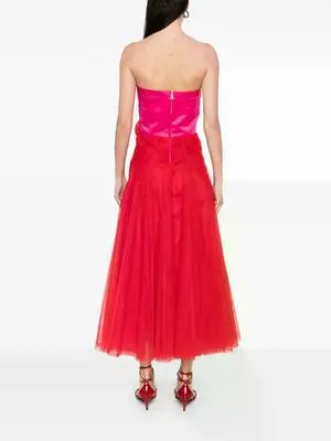 PARLOR Floral-appliqué Gown - Red