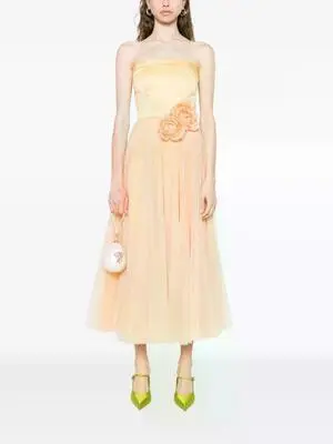 PARLOR Floral-appliqué Gown - Orange