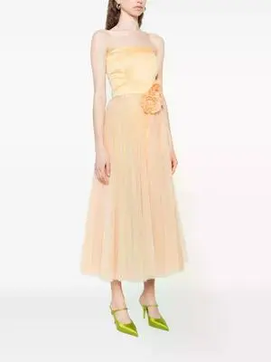 PARLOR Floral-appliqué Gown - Orange