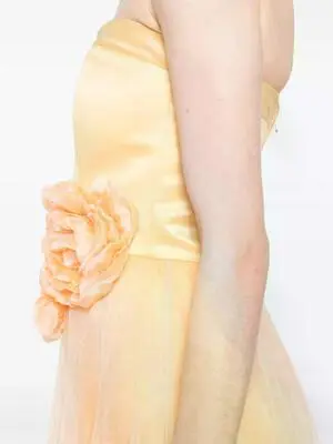 PARLOR Floral-appliqué Gown - Orange