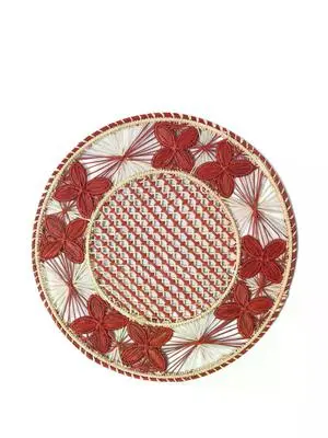 CABANA Floral-embroidery Placemat - Red
