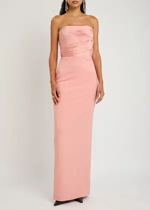 Solace London Afra Strapless Stretch-crepe Gown - Light Pink