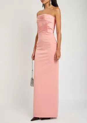 Solace London Afra Strapless Stretch-crepe Gown - Light Pink