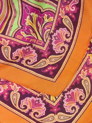 Etro Silk Pocket Square - Orange