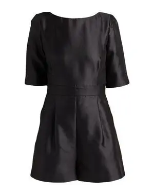 Max Mara Playsuit In Silk And Giza 45 Cotton - Black