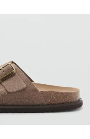 Mango Buckled Leather Slide Sandal